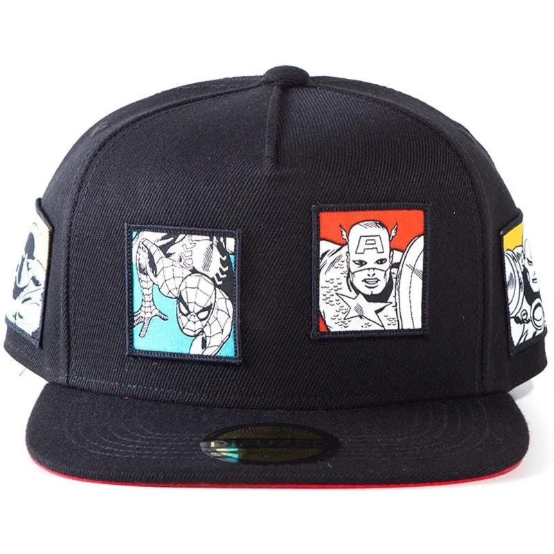 Difuzed Flat Brim Retro Avengers Marvel Comics Black Snapback Cap ...