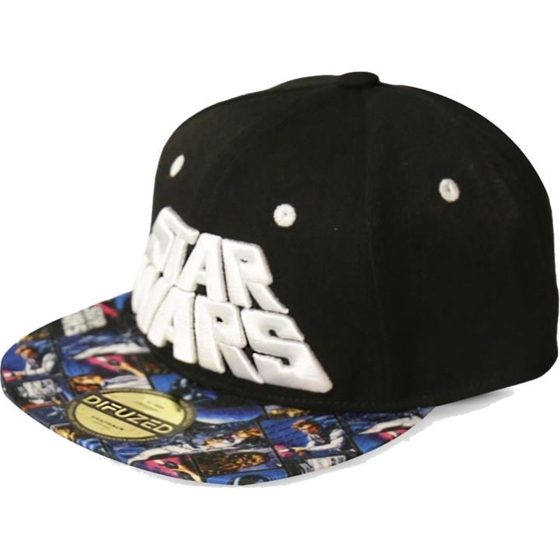 Difuzed Flat Brim All-Over Print Poster Star Wars Black Snapback Cap ...
