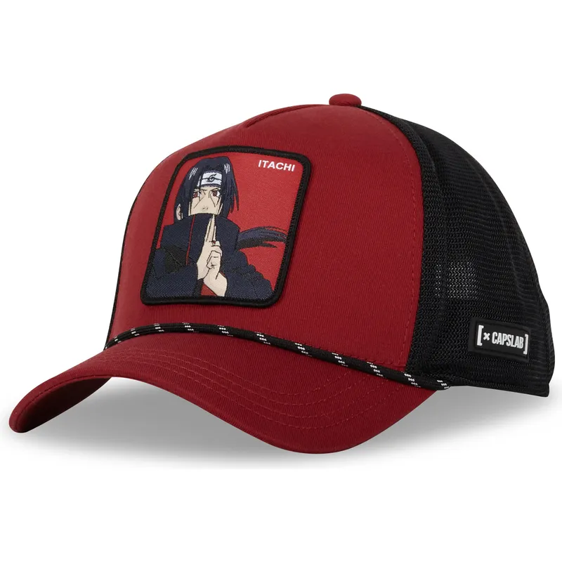 Rote und schwarze Itachi Uchiha RED Naruto Trucker-Kappe von Capslab: Caphunters.de