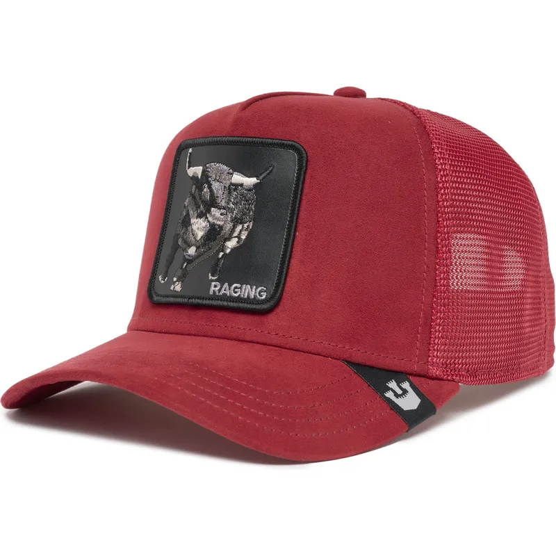 Rote Trucker-Kappe Stier Raging The Suede Rager The Farm von Goorin ...